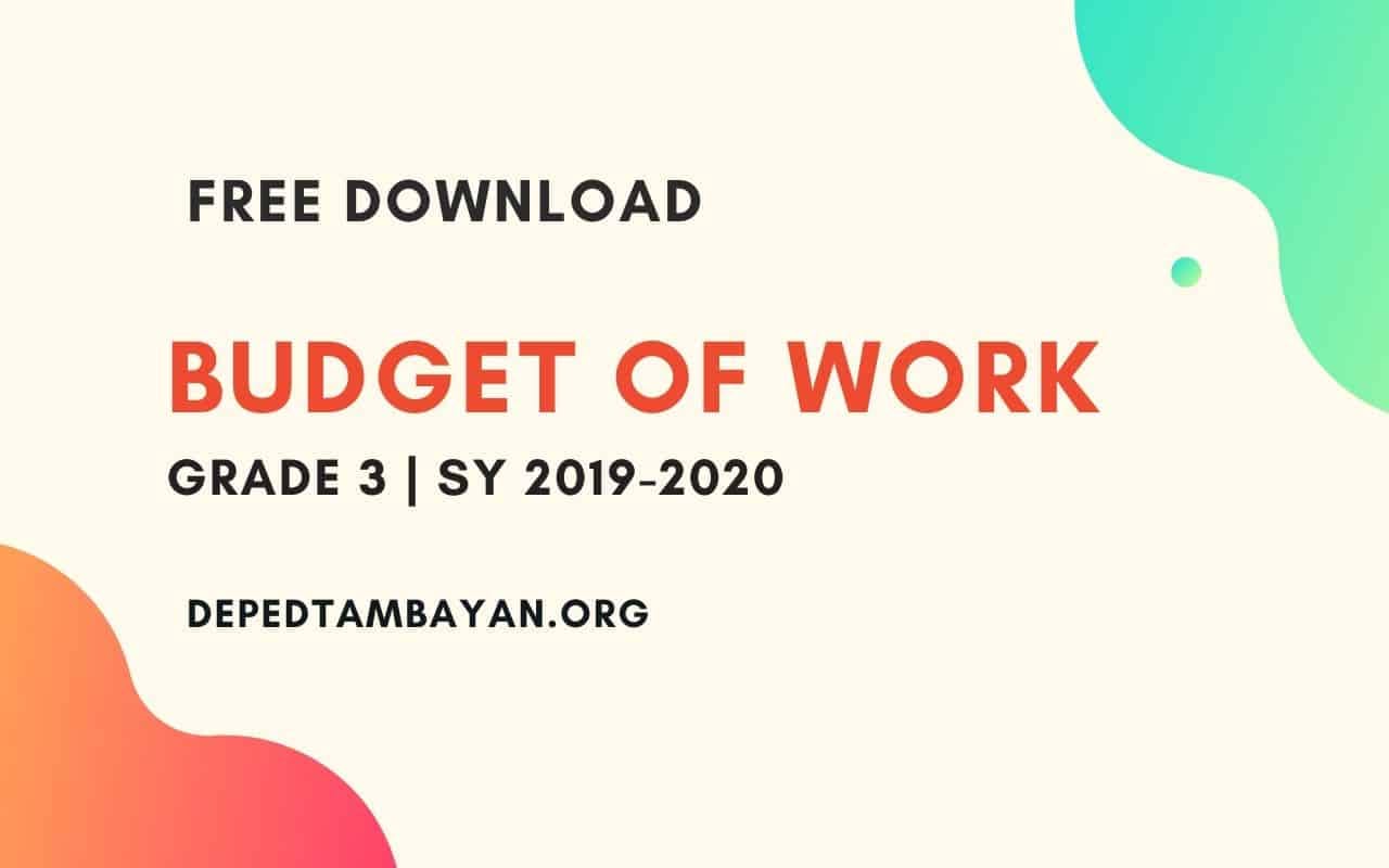 GRADE 3 Budget of Work (2019 - 2020 BOW)