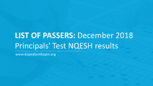 Principal Exam Result | DepEd Tambayan