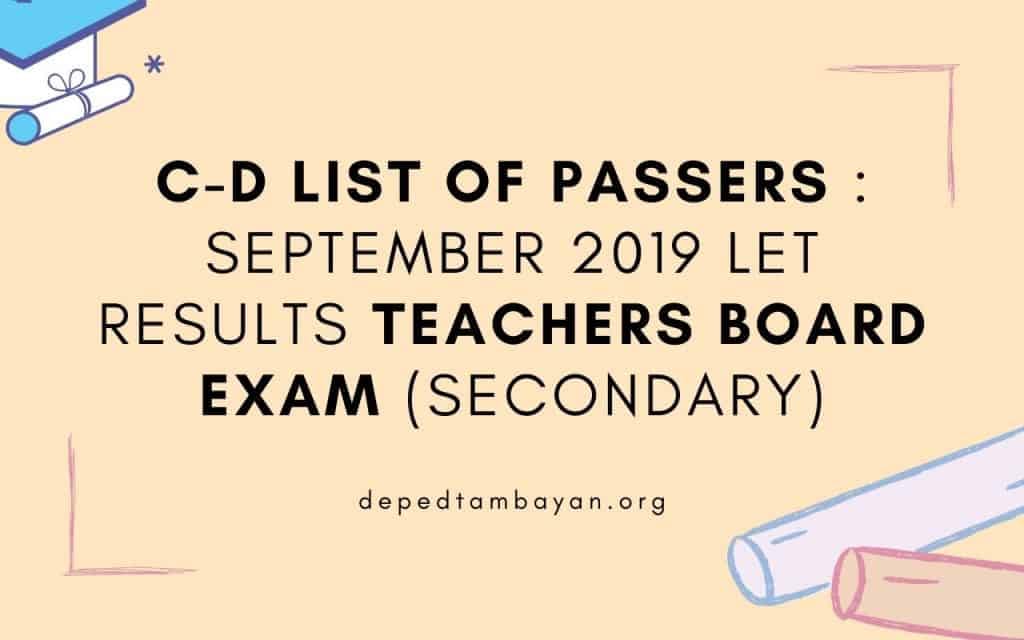 LET RESULT: March 2019 Elementary and Secondary Passers