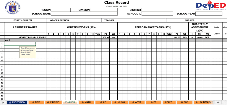 Modified E-Class Record for the 4th Quarter