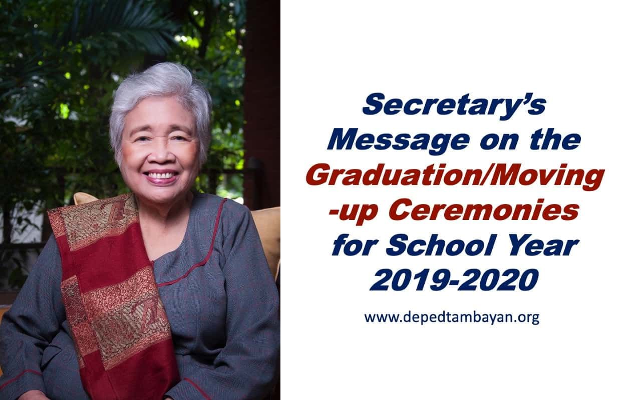 Secretary’s Message on the Graduation/Moving-up Ceremonies for School ...