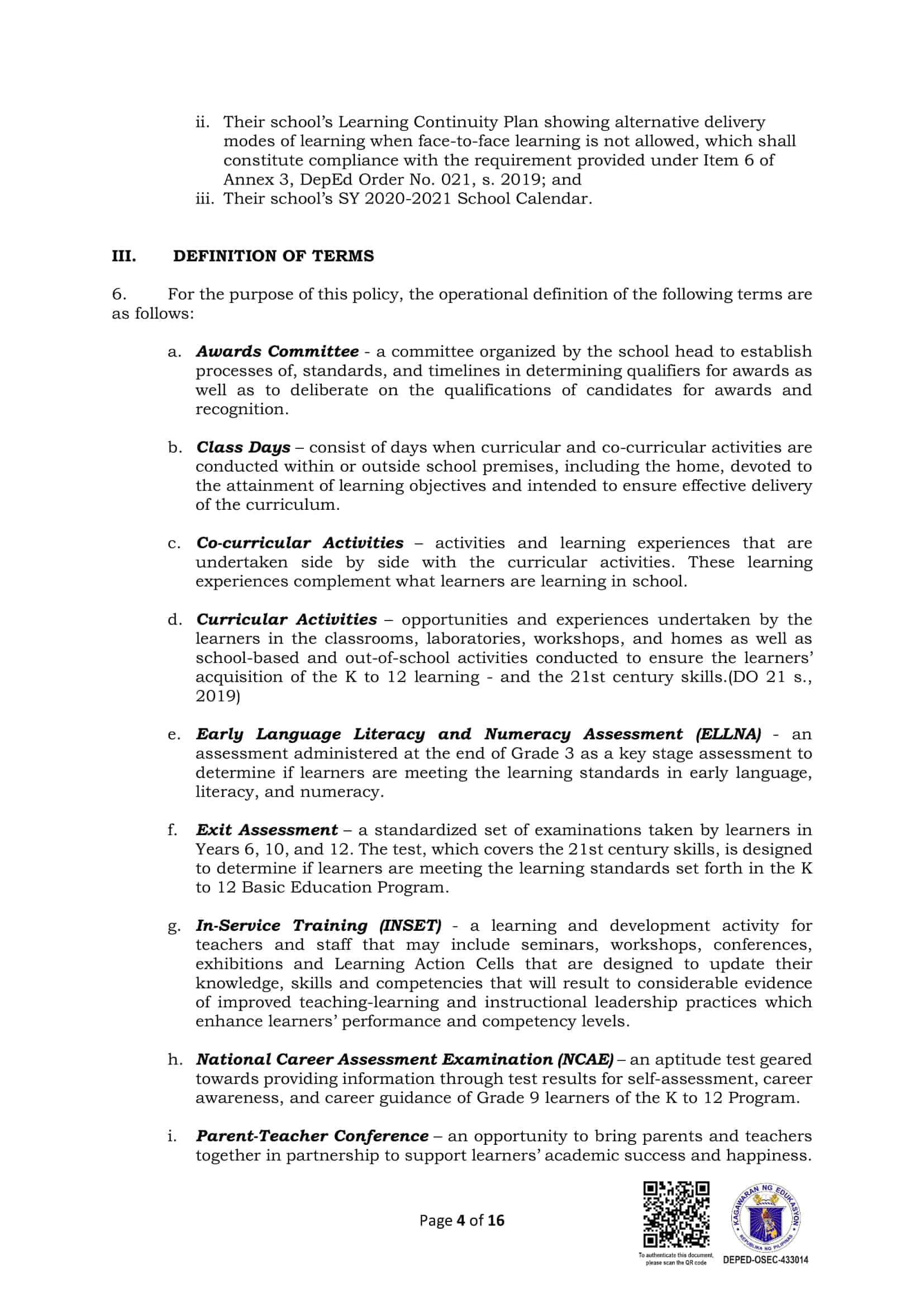 DepEd School Calendar and Activities for School Year 2020-2021