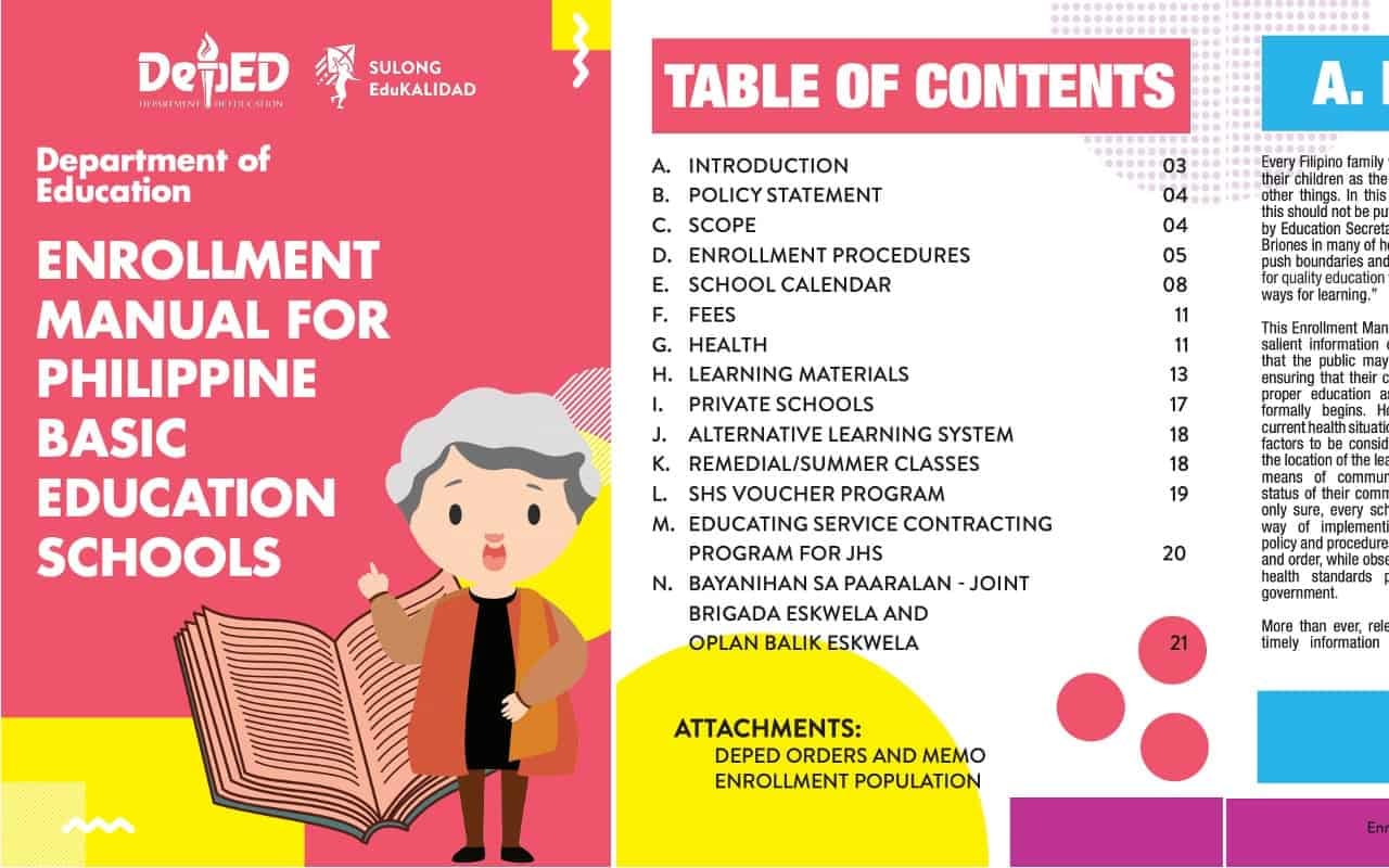 Enrollment Manual for Philippine Basic Education Schools for SY 2020-2021