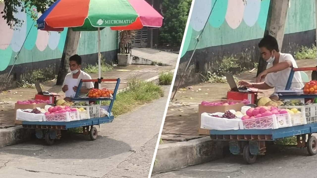 Student Attending Online Class While Selling Fruits Inspires